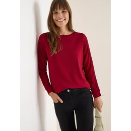 Cecil Damen Langarmshirtbeaujolais rot, Gr. XL, unifarben, Jersey, Obermaterial: 48% Baumwolle, 48% Modal, 4% Elasthan, Shirts, mit Gallonstreifen