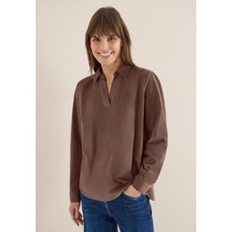 Langarmbluse Cecil, Damen, Gr. XXL (46), urban taupe, Web, 100% Baumwolle, unifarben, klassisch normal, Rundhals, B&uuml;ndchen, Blusen, aus reiner Baumwolle