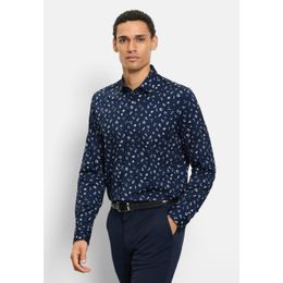 Businesshemd OLYMP "OLYMP Level Five 24/Seven, body fit, New York Kent", Herren, Gr. 39, Normaler Arm, marine, 92% Baumwolle, 8% Elasthan, Hemden