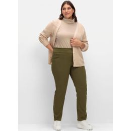 sheego Gro&szlig;e Gr&ouml;&szlig;en Schlupfhose mit hohem Dehnbund, khaki, Gr&ouml;&szlig;e 54 - Damen