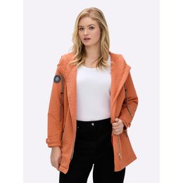 sheego Gro&szlig;e Gr&ouml;&szlig;en Shirtjacke in strukturierter Qualit&auml;t, kontrastfarbene Details, papaya, Gr&ouml;&szlig;e 54 - Damen