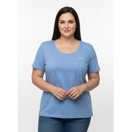 sheego Gro&szlig;e Gr&ouml;&szlig;en Sportshirt mit Stickerei, marine + hellblau, Gr&ouml;&szlig;e 52/54 - Damen