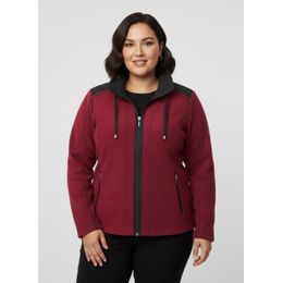 sheego Gro&szlig;e Gr&ouml;&szlig;en Fleecejacke mit Kontraststreifen, rot-schwarz, Gr&ouml;&szlig;e 44 - Damen