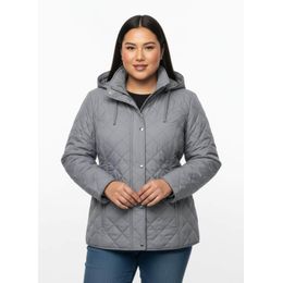 sheego Gro&szlig;e Gr&ouml;&szlig;en Winterjacke mit Schlingenknopf-Verschluss, steingrau, Gr&ouml;&szlig;e 23 - Damen