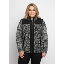 sheego Gro&szlig;e Gr&ouml;&szlig;en Strickjacke , hinten glatt gestrickt, schwarz-meliert, Gr&ouml;&szlig;e 46 - Damen