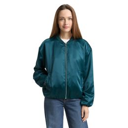 Blouson Tom Tailor, Damen, Gr. L, deep meadow gr&uuml;n, Web, Obermaterial: 96% Polyester, 4% Elasthan. Futter: 100% Polyester, unifarben, regular fit normal, elastischer Bund, Jacken Blouson, mit Bomberkragen