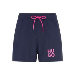 Badehose HUGO UNDERWEAR "Paolo", Herren, Gr. L (52), N-Gr, blau (navy 410), Web, Obermaterial: 100% Polyacryl, Badehosen Badehose, mit Stack-Logo, Tunnelzug
