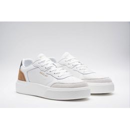 Sneaker Replay, Herren, Gr. 45, wei&szlig;, braun, Leder, kontrastfarbene Details, Schuhe Sneaker, Basket-Sneaker, Halbschuh, Schn&uuml;rschuh mit Kontrast an der Ferse