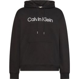 Kapuzensweatshirt Calvin Klein "LS EU 350TERRYHOODIE", Herren, Gr. L, schwarz, Sweatware, Obermaterial: 100% Baumwolle, unifarben, regular fit normal, Rundhals, eingesetzt Rippb&uuml;ndchen, Sweatshirts, Regular fit mit Kapuze