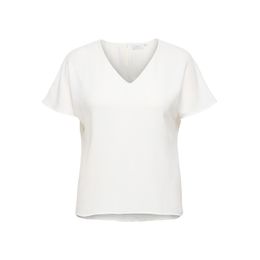 Only CARMAKOMA Damen Shirtbluse "CARMETTA LIFE V-NECK SS TOP WVN NOOS"cloud dancer, Gr. 46, unifarben, Jersey, Obermaterial: 100% Polyester, Blusen