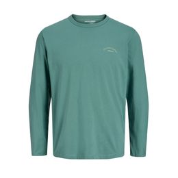 Jack & Jones Langarmshirt JACK & JONES JUNIOR "JJCOLLEGE LOGO TEE LS CREW NECK JNR", Jungen, Gr. 140, mineral blau, Shirts Langarmshirt, mit Logoprint
