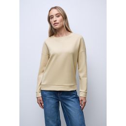 Langarmshirt Street One, Damen, Gr. 34, sanded beige meliert, Stoff, 72% Polyester, 22% Viskose, 6% Elasthan, unifarben, normal normal, Rundhals, B&uuml;ndchen, Shirts Langarmshirt