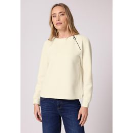 Street One Damen Langarmshirtsoft beige, Gr. 36, unifarben, Web, 75% Polyester, 20% Viskose, 5% Elasthan, Shirts, mit U-Boot-Ausschnitt
