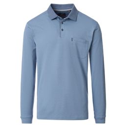 Langarm-Poloshirt Casamoda "Casamoda Polo-Shirt Langarm gestreift", Herren, Gr. L, hellblau, 60% Baumwolle, 40% Polyester, Shirts