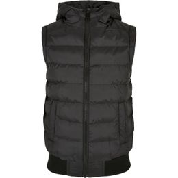 Jerseyweste Urban Classics "Urban Classics Herren Boys Small Bubble Hooded Vest", Jungen, Gr. 110/116, schwarz, schwarz, 100% Polyamid, Westen