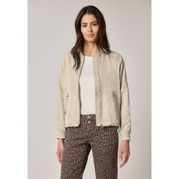 Blouson Street One, Damen, Gr. 44, cotton beige, Stoff, Obermaterial: 100% Polyester; Futter: 100% Polyester, unifarben, comfort fit normal, Rundhals, B&uuml;ndchen, Jacken Blouson, mit Rundhalsausschnitt