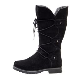 Weitschaftstiefel sheego, Damen, Gr. 37, XL-Schaft, schwarz, Leder, Veloursleder, Schuhe Weitschaftstiefel