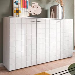 Pharao24.de Sideboard Esszimmer Kommode in Wei&szlig; Hochglanz Front