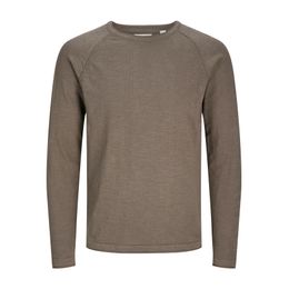 Jack & Jones Strickpullover JACK & JONES "JJBREEZE KNIT CREW NECK", Herren, Gr. M, falcon, Strick, Obermaterial: 100% Baumwolle, unifarben, regular fit, Rundhals, Pullover Strickpullover