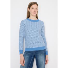 Strickpullover Cecil, Damen, Gr. XXL (46), fountain blau, Web, 100% Baumwolle, gemustert, normal normal, Rundhals, Rippb&uuml;ndchen, Pullover Strickpullover, aus reiner Baumwolle