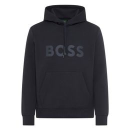 Hoodie BOSS Green "Soody", Herren, Gr. L, dunkelblau402, Sweatware, Obermaterial: 95% Baumwolle, 5% Elasthan, unifarben, normal, Rundhals, B&uuml;ndchen, Sweatshirts Hoodie, Regular Fit, Kapuze mit Kordel, K&auml;ngurutasche, Logo-Druck