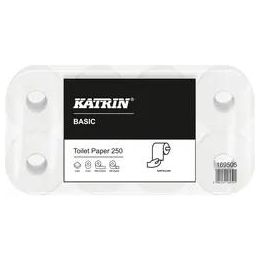 Katrin 169505 Basic Toilet 250 Toilettenpapier 2-lagig 250 Blatt wei&szlig; 1 Pack = 64 Rollen