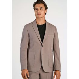 Sakko LINDBERGH, Herren, Gr. XL, deep sand mel, Web, Obermaterial: 65% Polyester, 31% Viskose, 4% Elasthan. Futter: 100% Polyester, meliert, unifarben, normal h&uuml;ftbedeckend, tiefer V-Ausschnitt, Sakkos Sakko, mit Viskose und Stretch, in melierter Optik