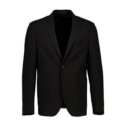 Sakko LINDBERGH, Herren, Gr. XL, schwarz, Web, Obermaterial: 65% Polyester, 31% Viskose, 4% Elasthan. Futter: 100% Polyester, meliert, unifarben, normal h&uuml;ftbedeckend, tiefer V-Ausschnitt, Sakkos Sakko, mit Viskose und Stretch, in melierter Optik