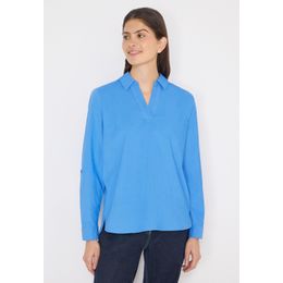 Langarmbluse Cecil, Damen, Gr. XXL (46), fountain blau, Web, 100% Baumwolle, unifarben, klassisch normal, Rundhals, B&uuml;ndchen, Blusen, aus reiner Baumwolle
