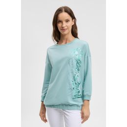 SOCCX Damen Sweatermisty mint, Gr. S, Glitzermuster, bedruckt, Sweatware, Material: 79% Baumwolle, 16% Polyester, 5% Elasthan, Sweatshirts, mit