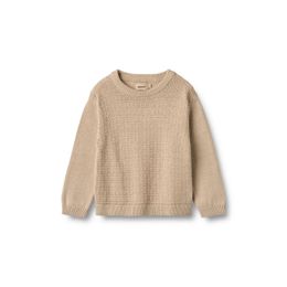 Rundhalspullover Wheat "Wheat Knit Pullover Borris", Jungen, Gr. 104, warmsand, 100% Baumwolle, unifarben, normal, Rundhals, Pullover Rundhalspullover