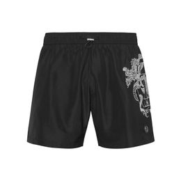 Badeshorts Philipp Plein "Dragon", Herren, Gr. L, US-Gr&ouml;&szlig;en, 02, schwarz, Obermaterial: 100% Polyester, Badehosen Badeshorts