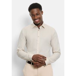 Businesshemd OLYMP "OLYMP No. Six, super slim, Kent", Herren, Gr. 39, Normaler Arm, beige, 97% Baumwolle, 3% Elastolefin, Hemden