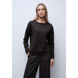 Langarmshirt Street One, Damen, Gr. 38, schwarzest braun meliert, Stoff, 72% Polyester, 22% Viskose, 6% Elasthan, unifarben, normal normal, Rundhals, B&uuml;ndchen, Shirts Langarmshirt
