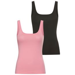 Tanktop HUGO UNDERWEAR, Damen, Gr. L, rosa (opnen pink 690), Jersey, Obermaterial: 95% Baumwolle, 5% Elasthan, tiefer Rundhals, Tops Tanktop, Rundhals