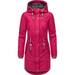 Regenjacke PEAK TIME "L60042", Damen, Gr. XS (34), magenta, Obermaterial: 100% Polyurethan. Futter 1: 100% Polyester. Futter 2: 60% Baumwolle, 40% Polyester. Wattierung: 100% Polyester, tailliert ca. Mitte Oberschenkel, &Auml;rmel ohne &Auml;rmelschlitz normaler Saum, Jacken Regenjacke, stylisch taillierter Regenmantel f&uuml;r Damen