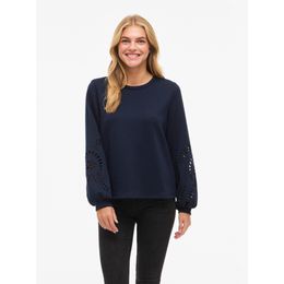 Vila Damen Sweatshirt "VISANDY L/S DETAIL SWEAT TOP - NOOS"navy blazer, Gr. M, unifarben, Sweatware, Obermaterial: 50% Viskose, 44% Polyester, 6%