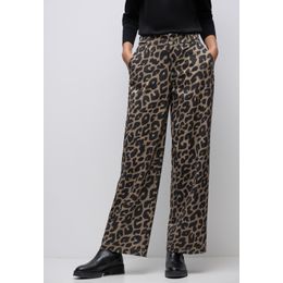 Street One Damen Stoffhosesilk braun, Gr. 44, animal-print, Stoff, 67% Polyester, 28% Viskose, 5% Elasthan, Hosen, High Waist