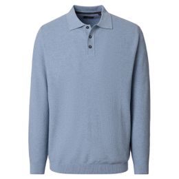 Langarm-Poloshirt Casamoda "Casamoda Polo-Shirt Langarm uni", Herren, Gr. XL, hellblau, 100% Baumwolle, Shirts