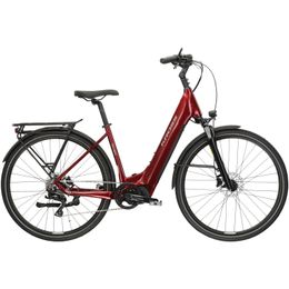 E-Bike KROSS "E-Trekkingrad Trans Hybrid LS 3.0 28 Zoll rot" Gr. 46, rot, schwarz, Elektrofahrr&auml;der, 46cm, 28 Zoll (71,12cm), Pedelec, Elektrofahrrad f&uuml;r Damen und Herren