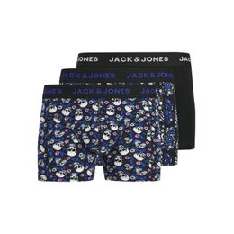 Jack & Jones Trunk JACK & JONES "JACFLOWER SKULL TRUNKS 3 PACK SN", Herren, Gr. L, 3 Stk., schwarz pack:schwarz, schwarz, Jersey, Obermaterial: 95% Baumwolle, 5% Elasthan, mehrfarbig, Unterhosen, mit auff&auml;lligem Design