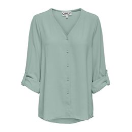 Only Damen Shirtbluse "ONLJANA METTE V-NECK LS SHIRT NOOS WVN"jadeite, Gr. XL, Blusen