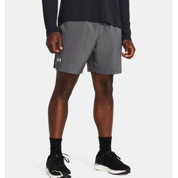 Laufshorts Under Armour "UA LAUNCH 7 SHORTS", Herren, Gr. S, N-Gr, castlerock, wei&szlig;, reflective, Web, Obermaterial: 100% Polyester, sportlich, Hosen, f&uuml;r Sport, leichtes Material, reflektierende Details, atmungsaktiv