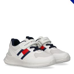 Sneaker Tommy Hilfiger, M&auml;dchen, Gr. 25, wei&szlig;, Lederimitat, Textil, Schuhe Sneaker, Sportschuh, Klettschuh, Schlupfschuh f&uuml;r Freizeit und Sport