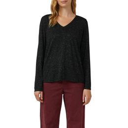 s.Oliver Damen Langarmshirtschwarz, Gr. 40, meliert, Web, Obermaterial: 54% Viskose, 45% Polyester, 1% metallisierte Fasern, Shirts, mit V-Ausschnitt