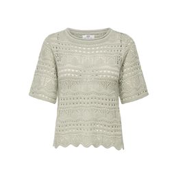 Jacqueline de Yong Kurzarmpullover JDY "JDYSUN LAY 2/4 PULLOVER KNT NOOS", Damen, Gr. L, desert sage, Strick, Obermaterial: 100% Polyacryl, unifarben, h&uuml;ftlang, Rundhals, Pullover, Strukturstrick