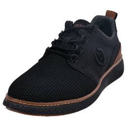 Schn&uuml;rschuh Bugatti, Herren, Gr. 41, schwarz, Lederimitat, Textil, Schuhe Schn&uuml;rschuh, Freizeitschuh, Halbschuh, Schn&uuml;rer mit Kontrastbesatz an der Ferse