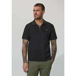 Poloshirt Street One MEN, Herren, Gr. XXL (46), schwarz, Web, 86% Baumwolle, 14% Modal, unifarben, normal normal, hoch geschlossener Ausschnitt, abgesteppt, Shirts, im soften Baumwoll-Mix