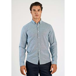 Langarmhemd LINDBERGH, Herren, Gr. S, N-Gr, dk blau mix, Web, Obermaterial: 97% Baumwolle, 3% Elasthan, unifarben, gerade h&uuml;ftbedeckend, Rundhals, 2-Knopf-Manschette, Hemden, mit Button-Down-Kragen
