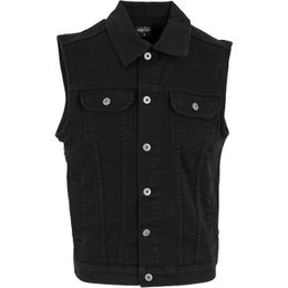 Jerseyweste Urban Classics "Urban Classics Herren Denim Vest", Herren, Gr. 4XL, schwarzschwarz, 100% Baumwolle, Westen